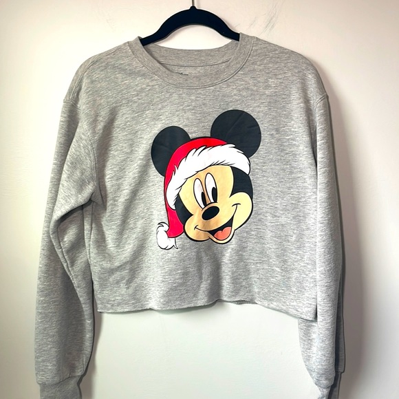 Disney | Tops | Disney Mickey Mouse Santa Cropped Sweatshirt In Size ...